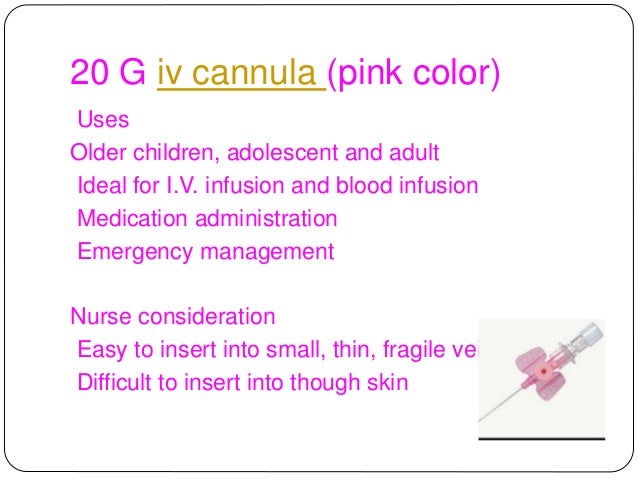 Iv cannula color codes