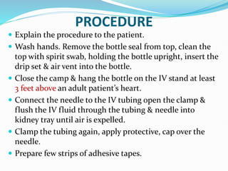 IV Cannulation Introducing a single dose of concentrated medication ...