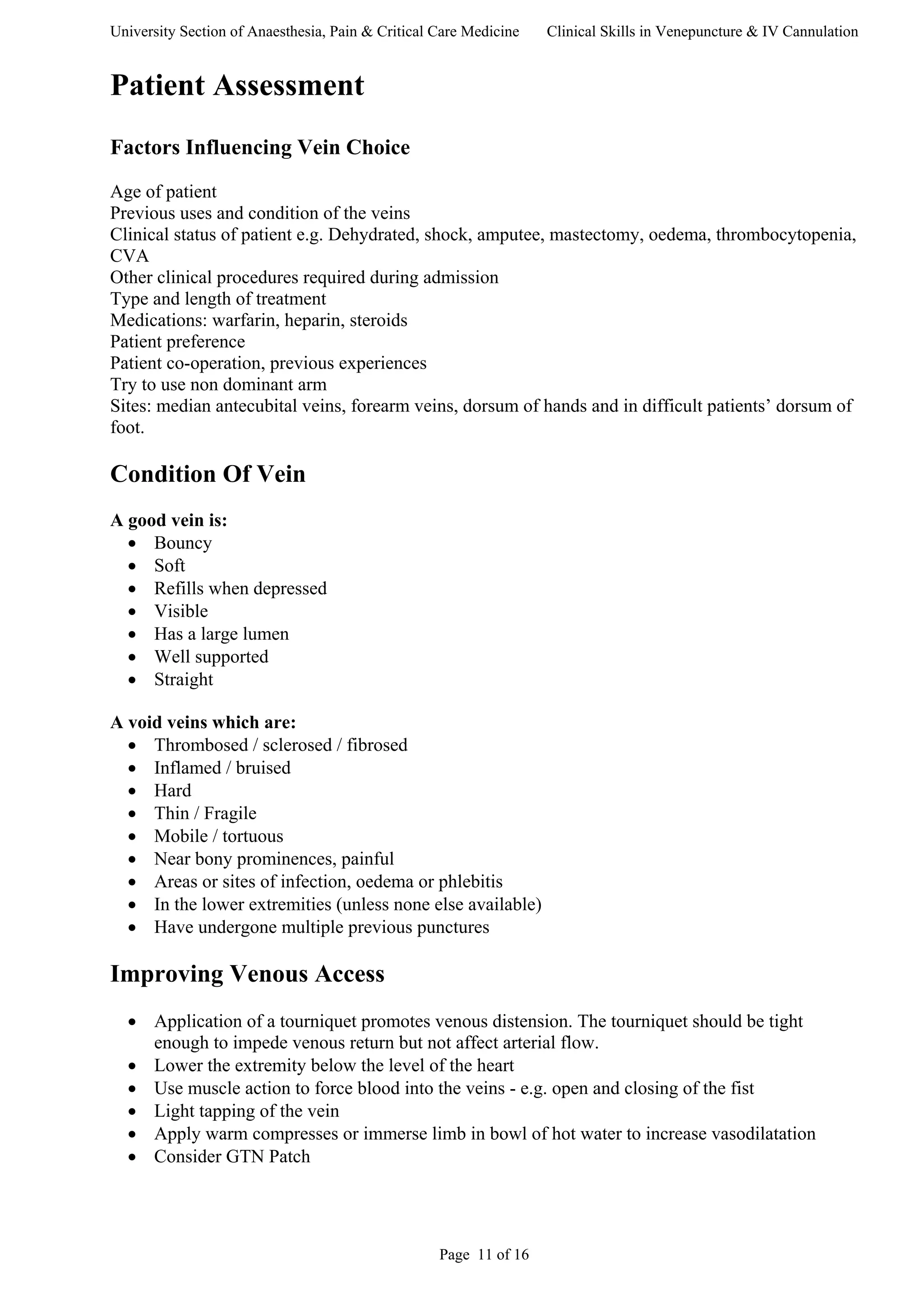 Iv cannulation sites | PDF