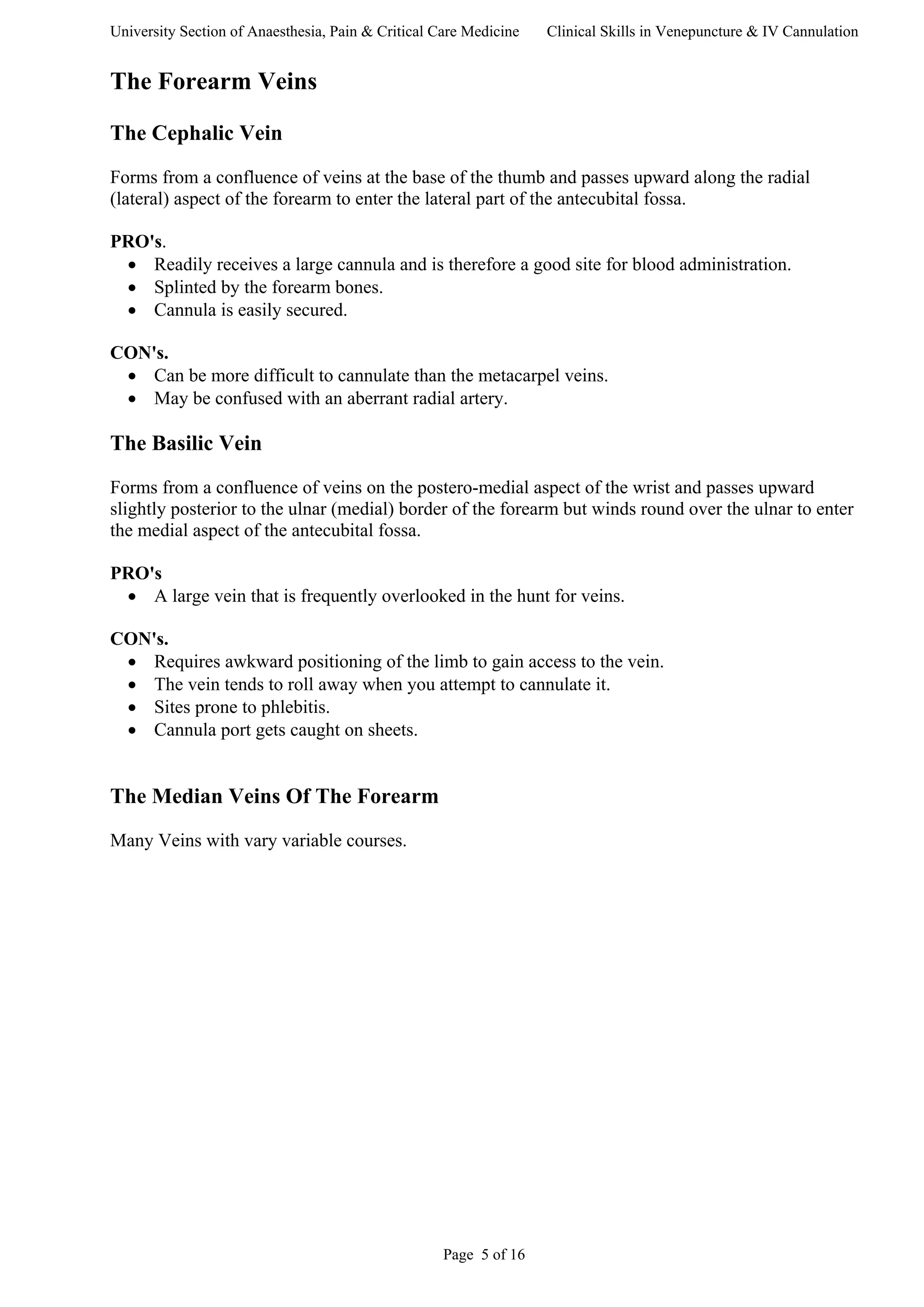 Iv cannulation sites | PDF