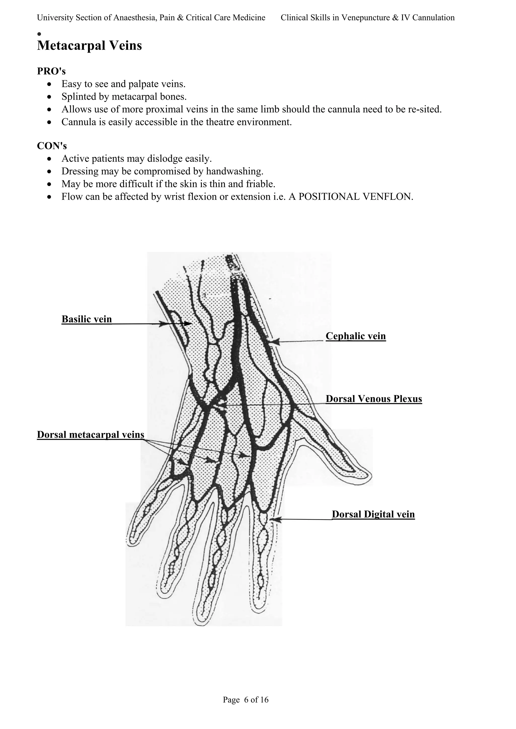 Iv cannulation sites | PDF