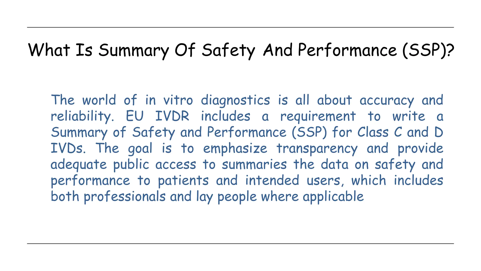 IVDR’s Summary of Safety and Performance | PPTX
