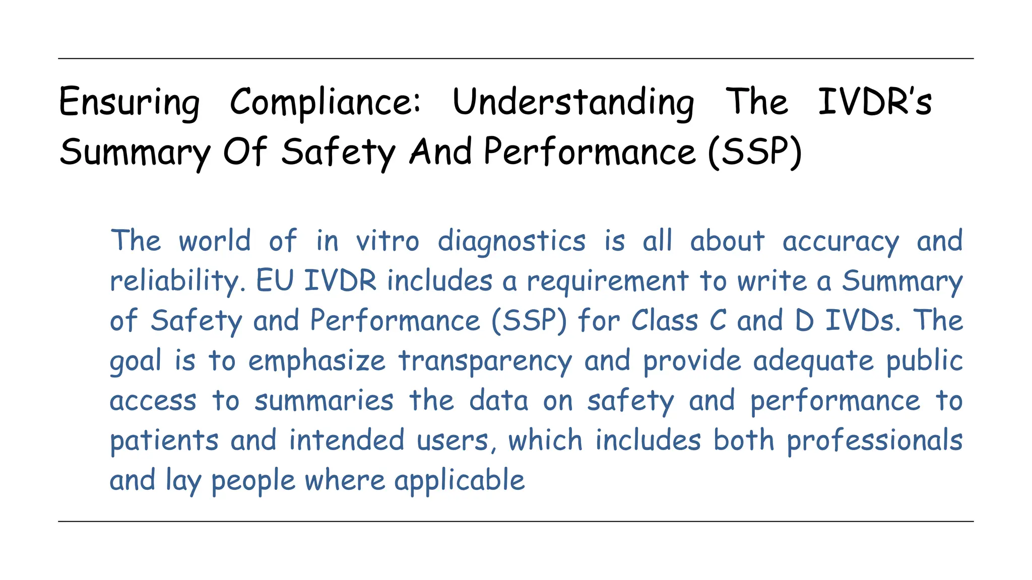 IVDR’s Summary of Safety and Performance | PPTX
