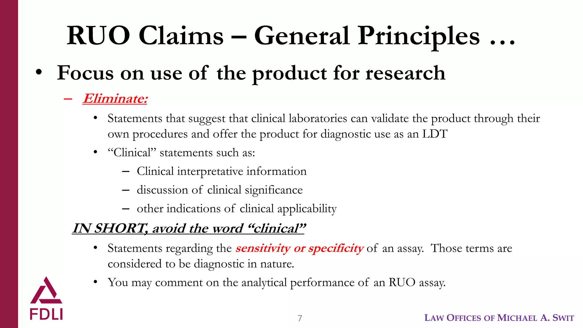 FDA Regulation of Advertising of Diagnostics, RUO Products, and ...