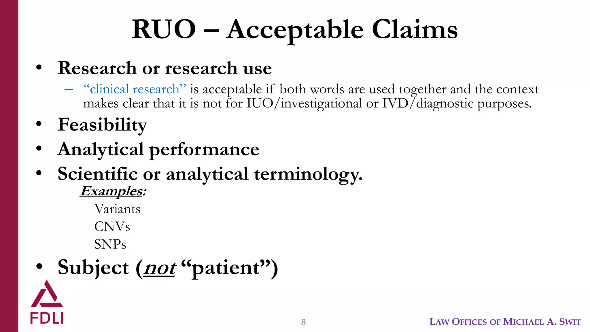 FDA Regulation of Advertising of Diagnostics, RUO Products, and ...