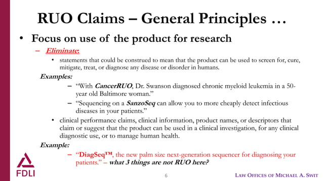 FDA Regulation of Advertising of Diagnostics, RUO Products, and ...