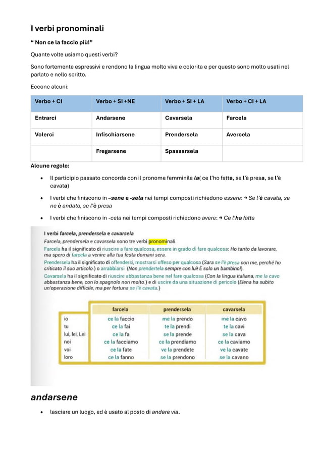 lista dei verbi pronominali e di cosa sono, verbi riflessivi pdf | PDF