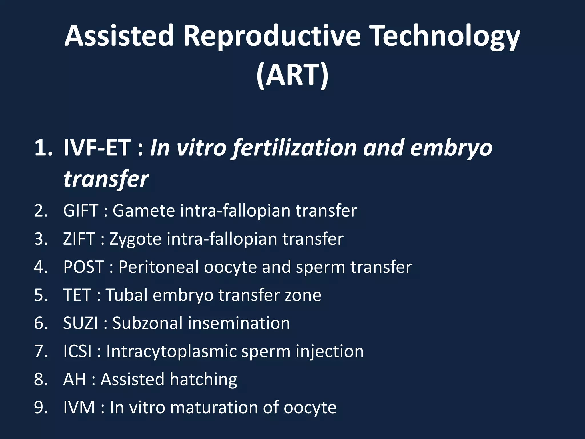In vitro Fertilization for Undergraduate Medical Students | PPTX