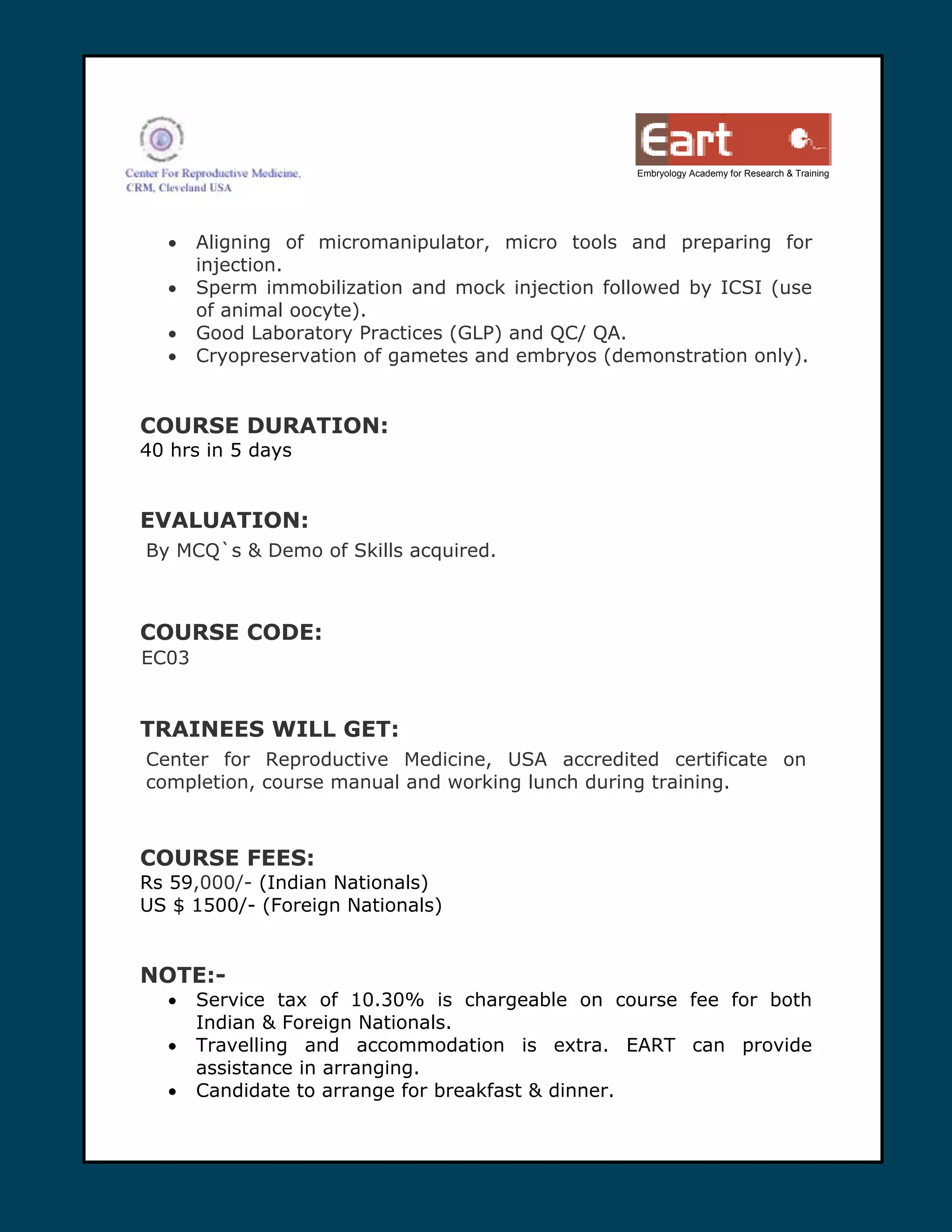 Training in Embryology | PDF