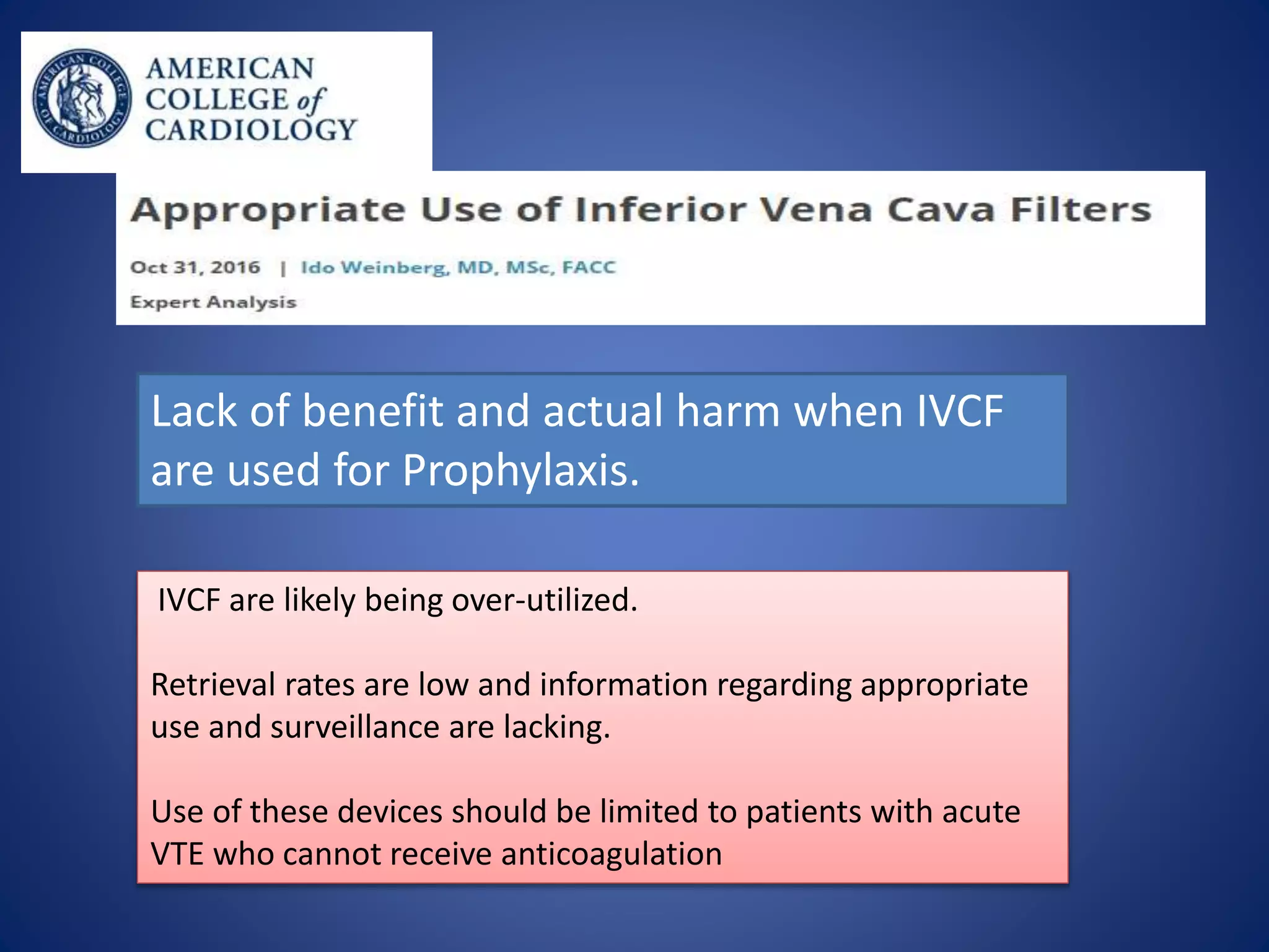 prophylatic inferior vena cava (IVC) filters in trauma | PPTX
