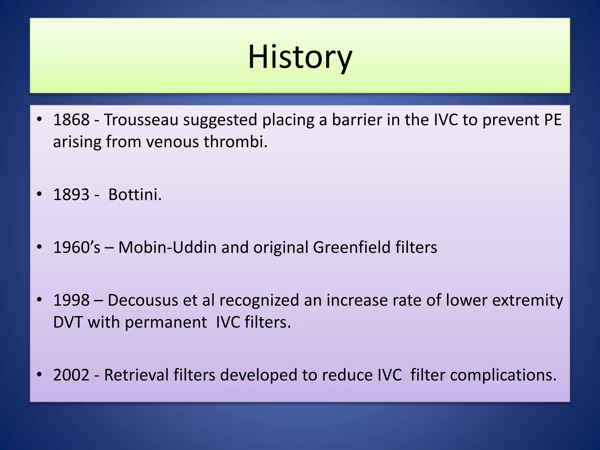 prophylatic inferior vena cava (IVC) filters in trauma | PPTX