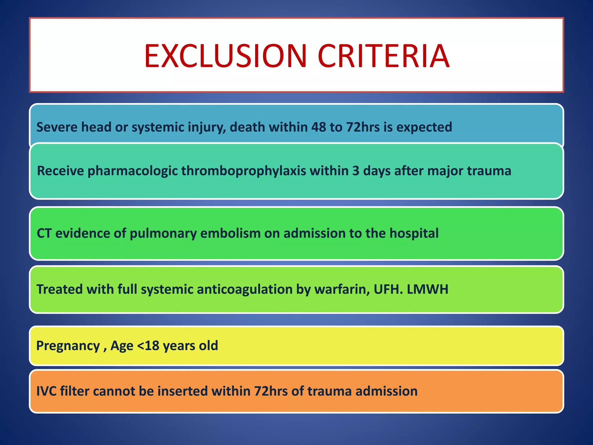 prophylatic inferior vena cava (IVC) filters in trauma | PPTX