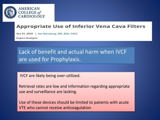 prophylatic inferior vena cava (IVC) filters in trauma | PPTX | Lung ...