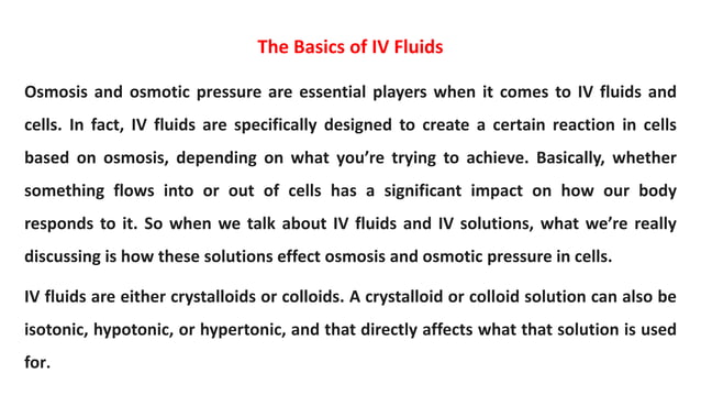 TYPES OF IV FLUIDS.pptx | Pharmaceutical Drugs | Medical Health