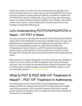 IVF PGD_PGS In Nepal At Low Cost High Success Rate | PDF