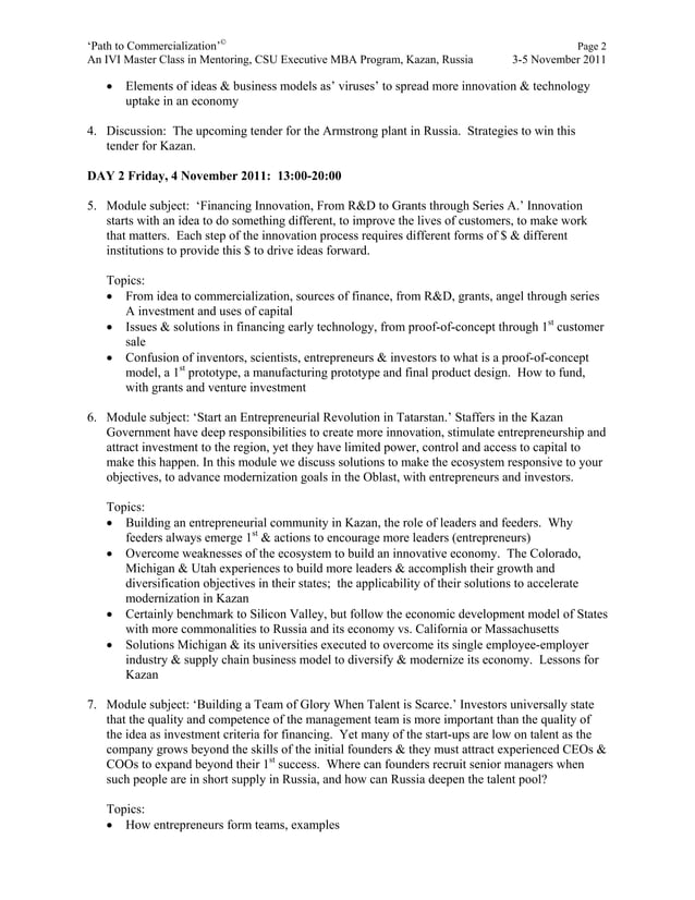 Ivi master class path to commercialization for csu exec ed mba in kazan ...