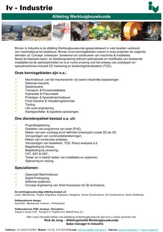 Iv Industrie Discipline Werktuigbouwkunde Rick De Jong | PDF ...
