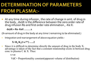 Pharmacokinetics of IV infusion, one-compartment open model | PPTX
