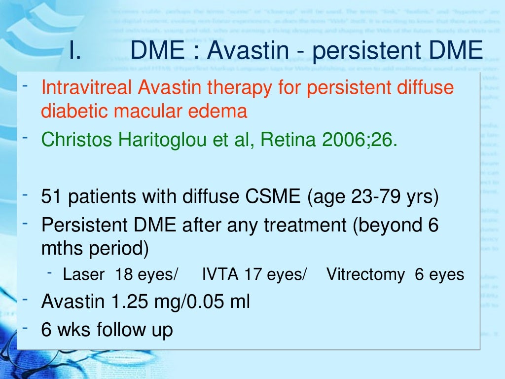 NW2007 Intravitreal Avastin Injection for Diabetic Retinopathy