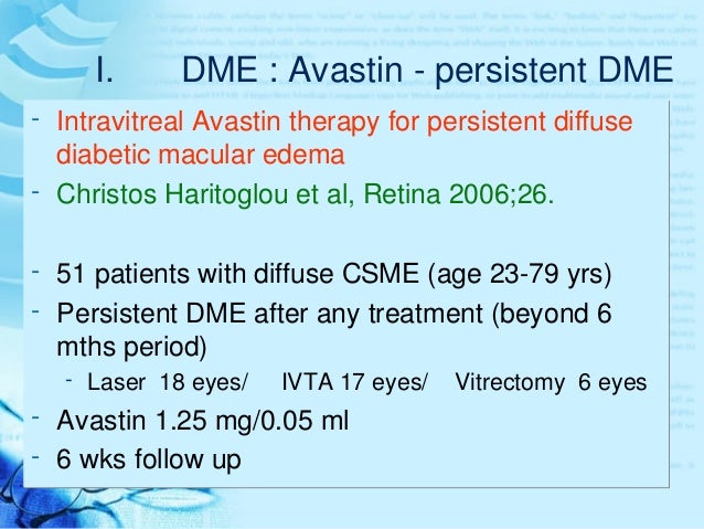 NW2007 Intravitreal Avastin Injection for Diabetic Retinopathy