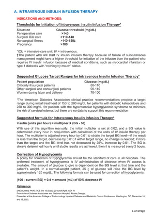 Iv insulin infusion therapy | PDF