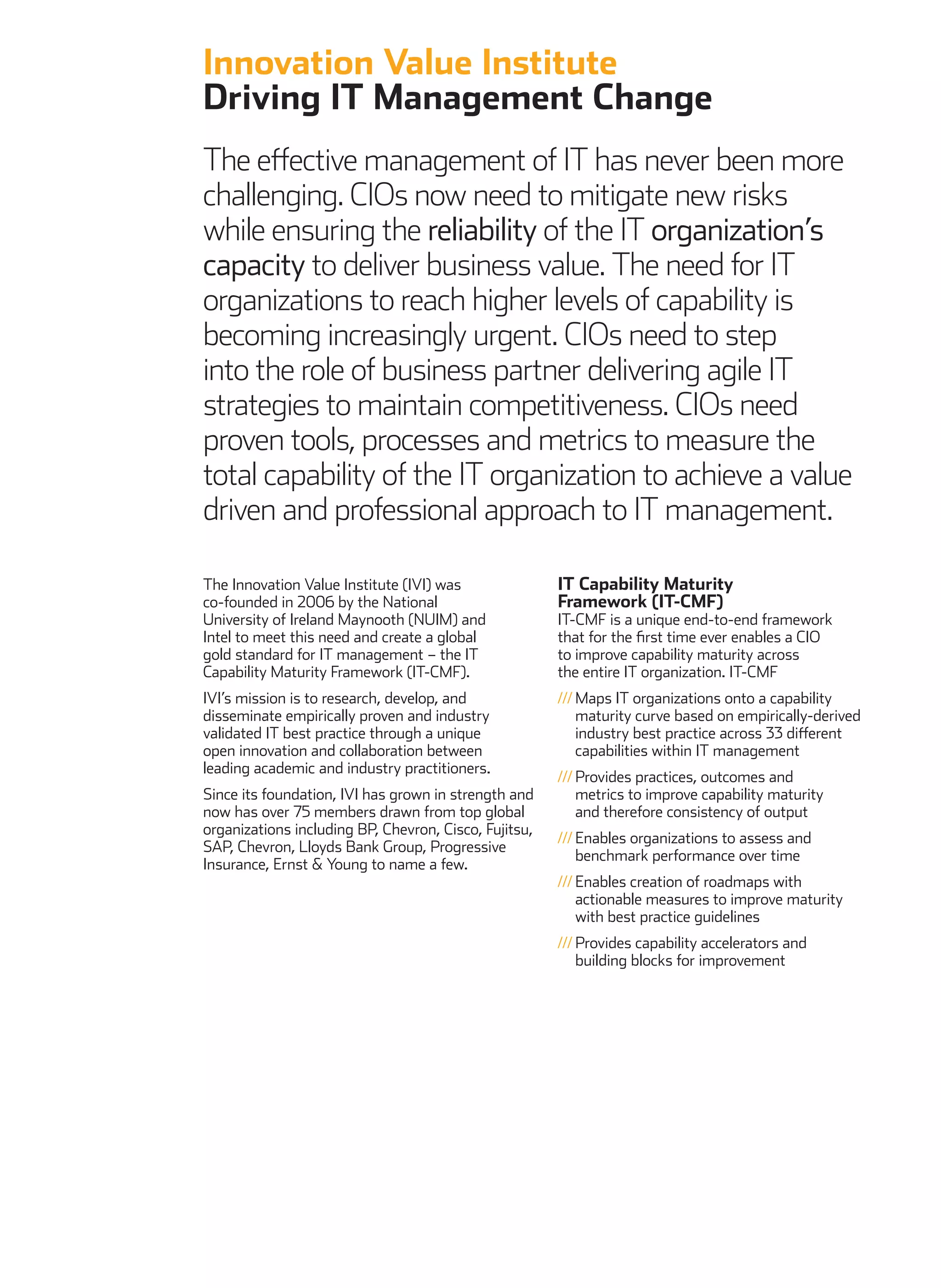 IT CMF Overview - Driving IT Management Change | PDF