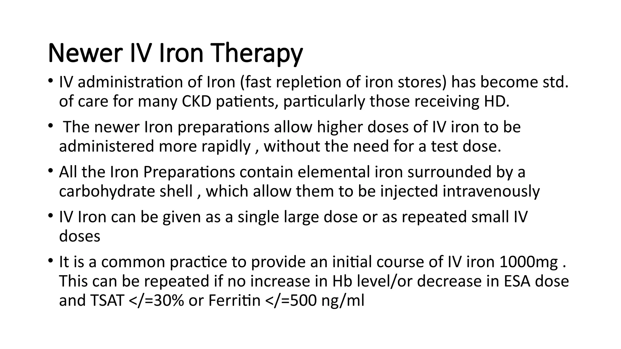 iv iron therapy in patients with chronic kidney diseases | PPTX