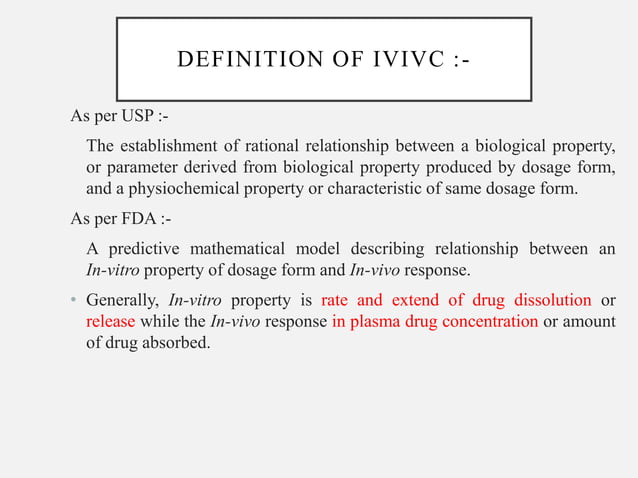 IVIVC | PPTX | Chemistry | Science