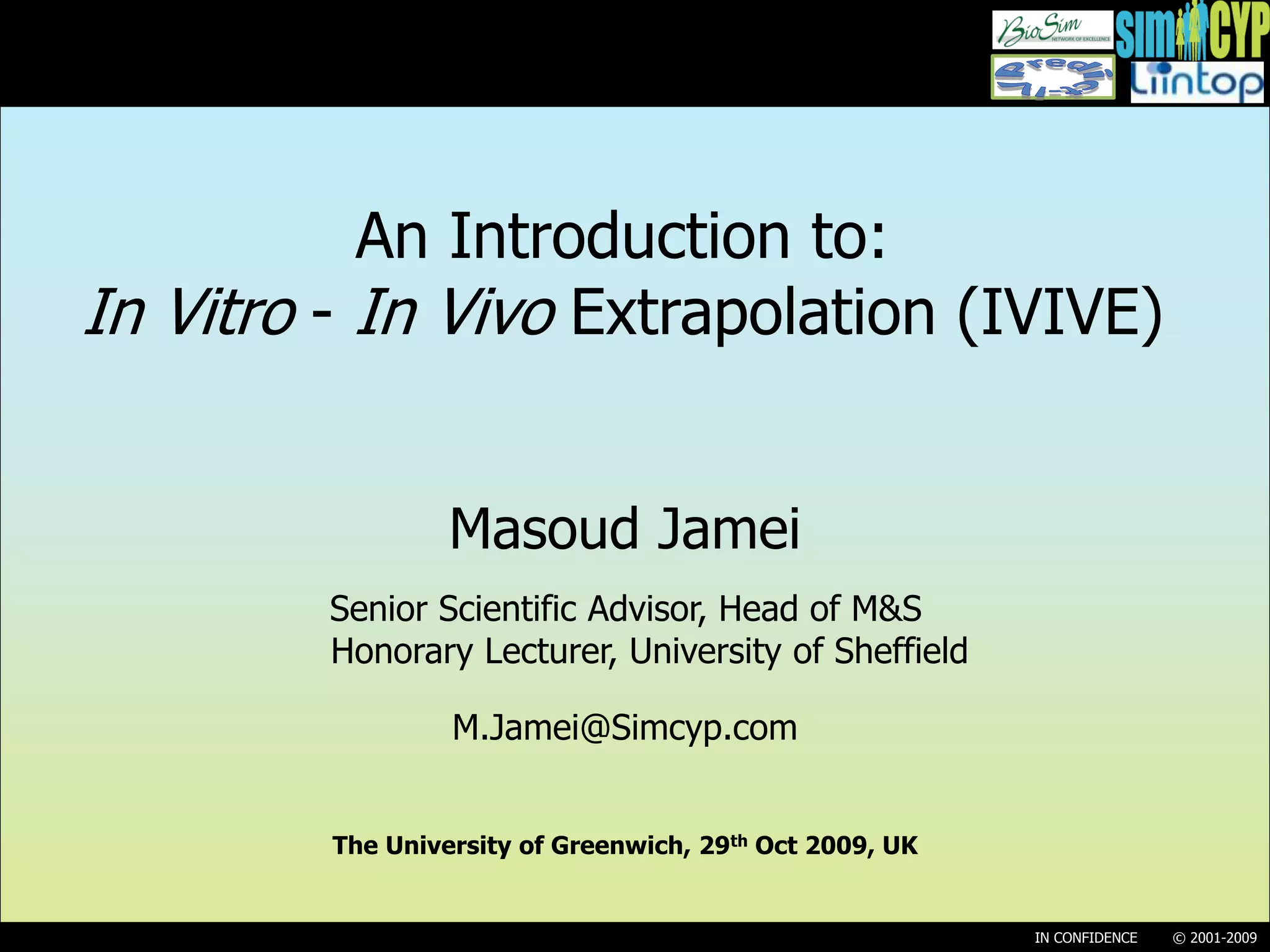 An Introduction to:In Vitro-In VivoExtrapolation (IVIVE) | PDF