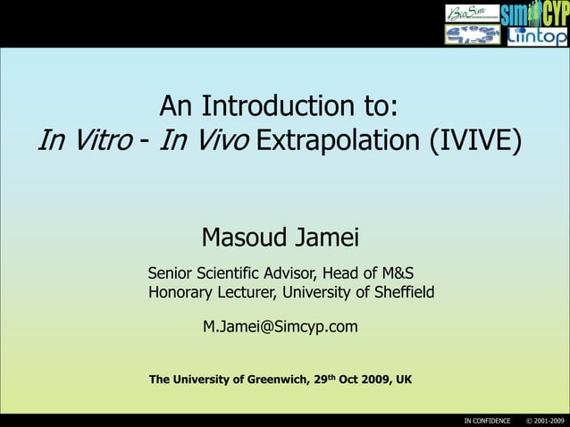 An Introduction to:In Vitro-In VivoExtrapolation (IVIVE) | PDF