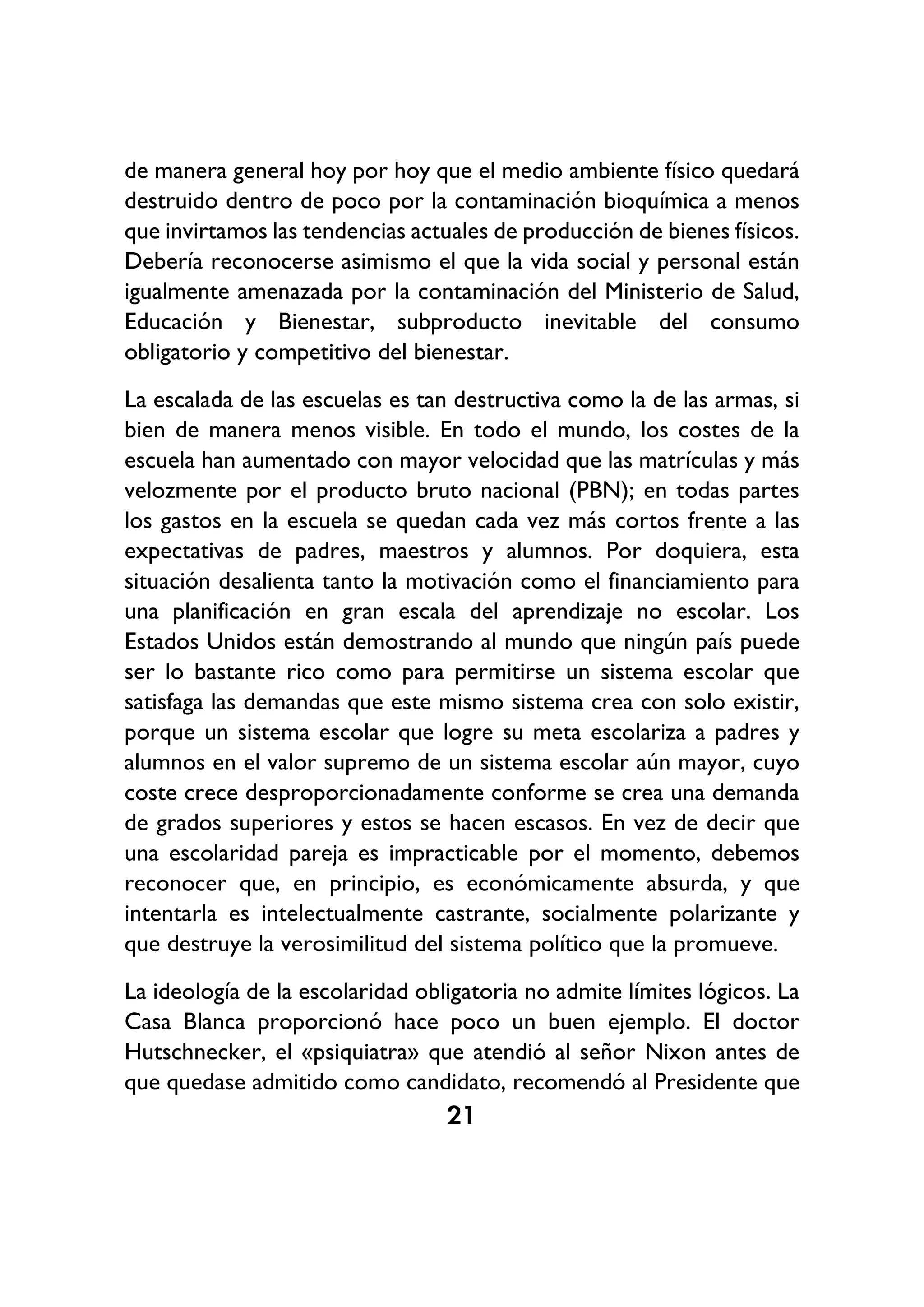 La Sociedad Desescolarizada - Iván Illich | PDF