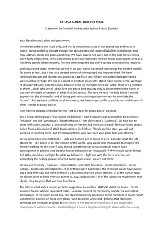 Art As a Global Tool for Peace - Statement by Goodwill Ambassador ...