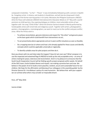 Art As a Global Tool for Peace - Statement by Goodwill Ambassador ...