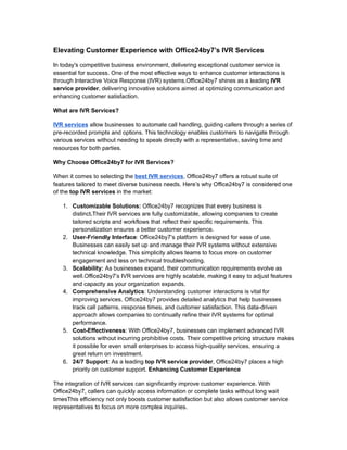 Elevating Customer Experience with Office24by7’s IVR Services | PDF