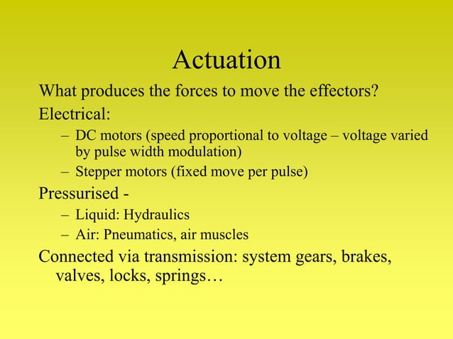 Effectors and Actuators use in mechatronics systems | PPT