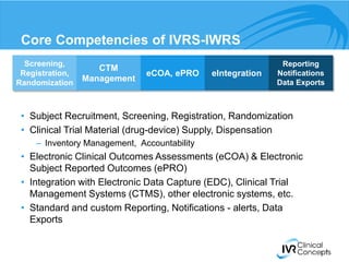 IVR Clinical Concepts RTSM & ePRO/eCOA eSource Solutions | PPTX