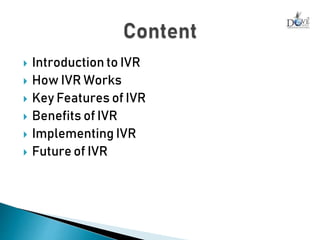 Interactive Voice Response (IVR) Solution | PPT