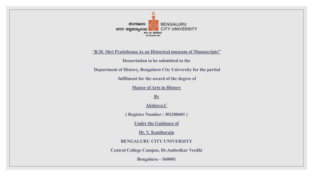 B.M. Shri Pratishtana as an Historical museum of Manuscripts | PPT