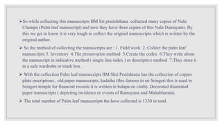 B.M. Shri Pratishtana as an Historical museum of Manuscripts | PPTX