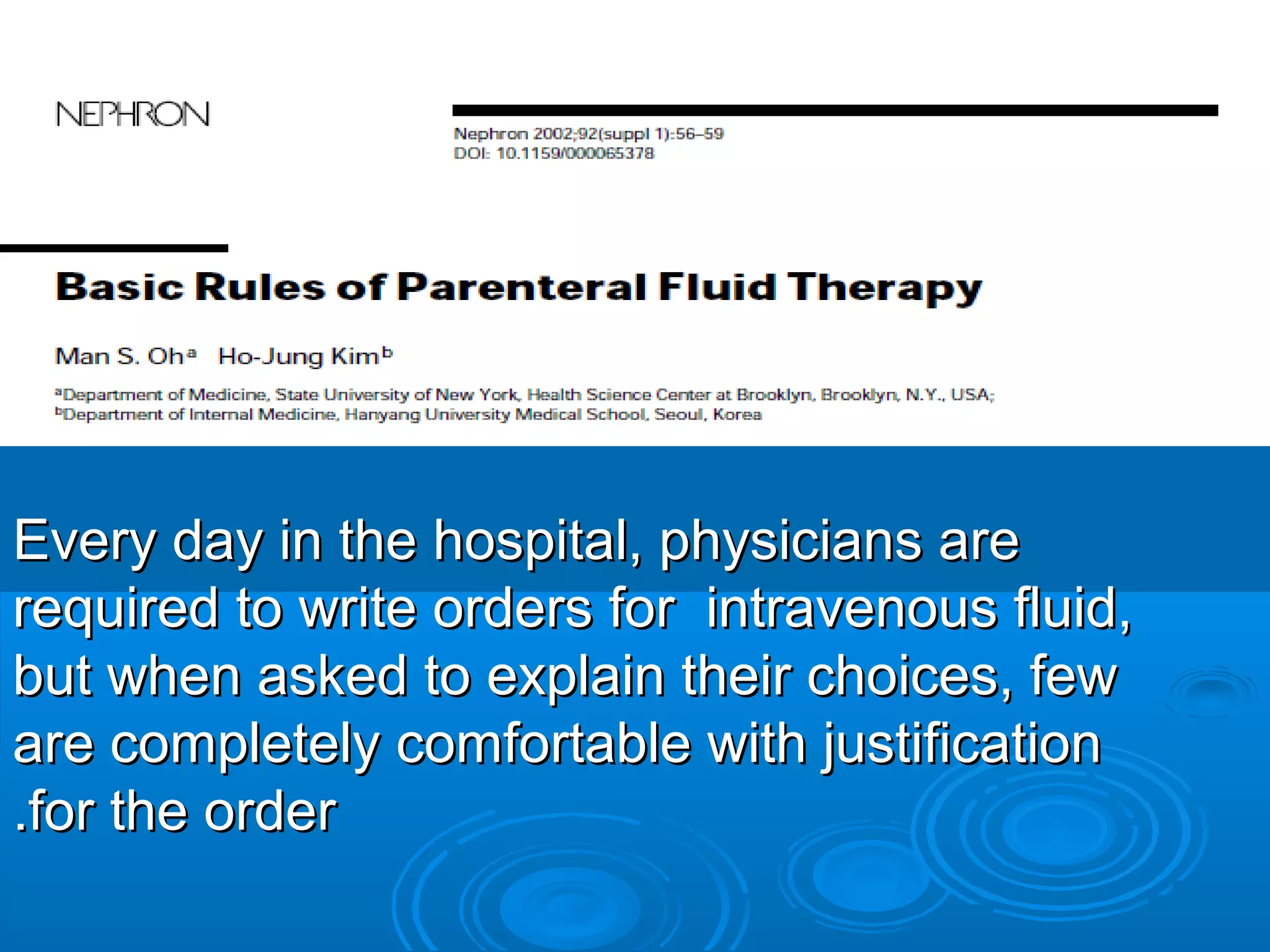 Principles of Intravenous fluid therapy | PPT