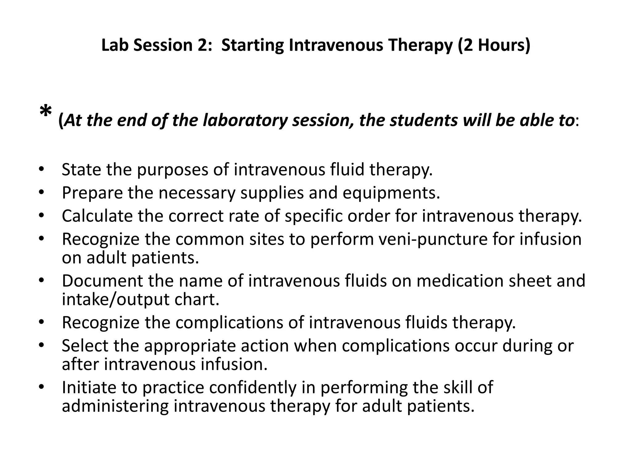 Iv therapy lab session | PPTX