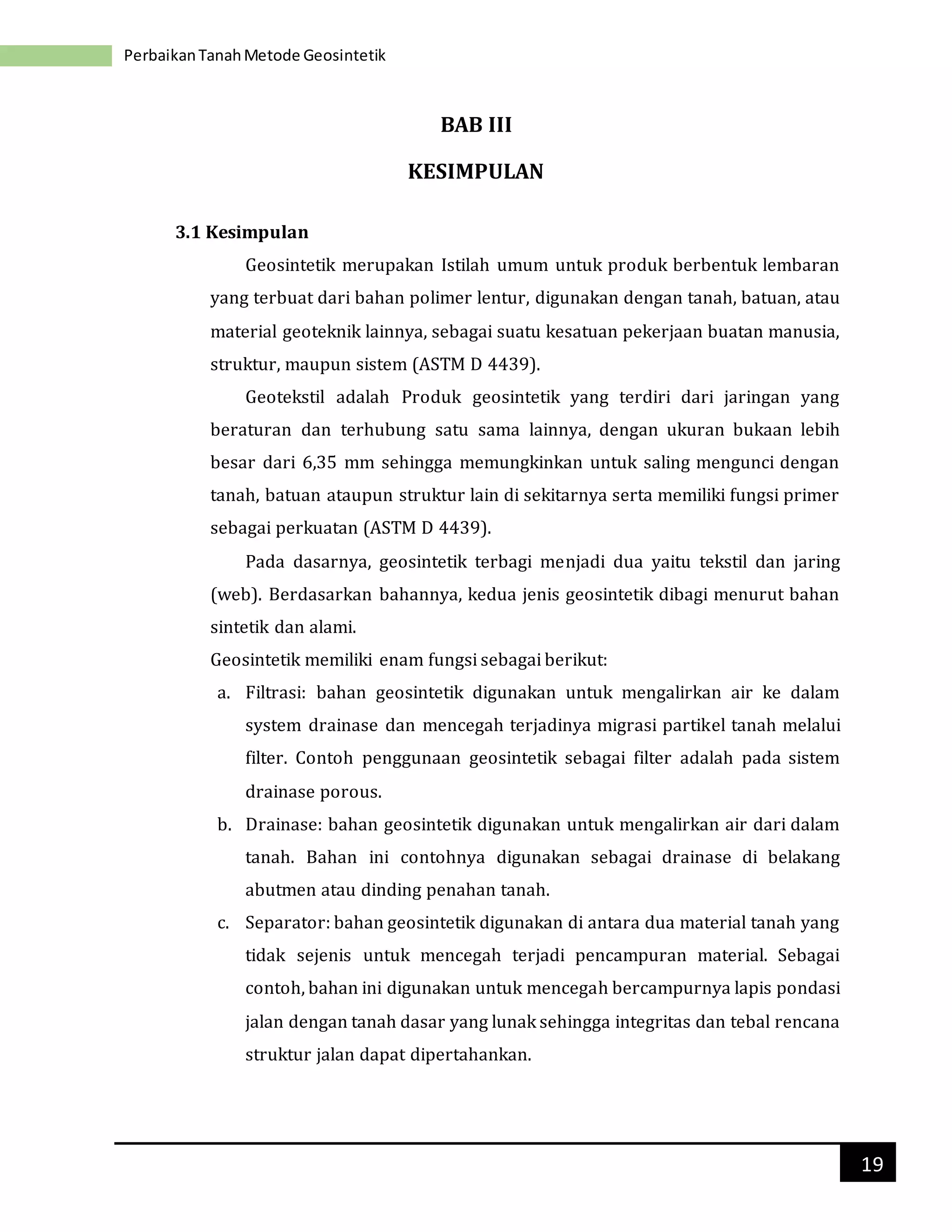 Perbaikan tanah dengan Geosintetik (Ivtitah anita) | DOCX