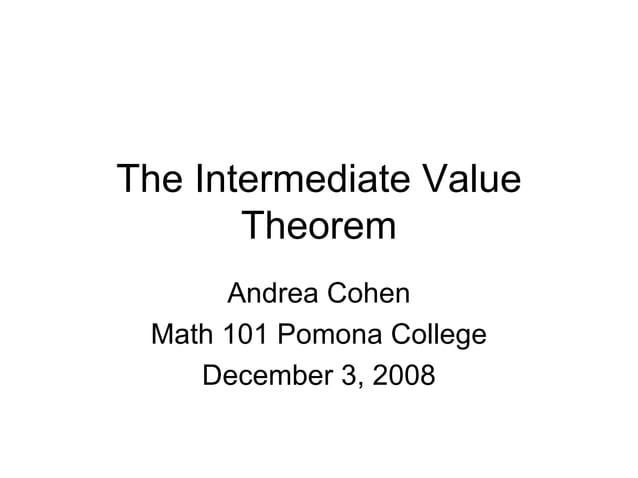 Intermediate Value Theorem | PPT | Chemistry | Science