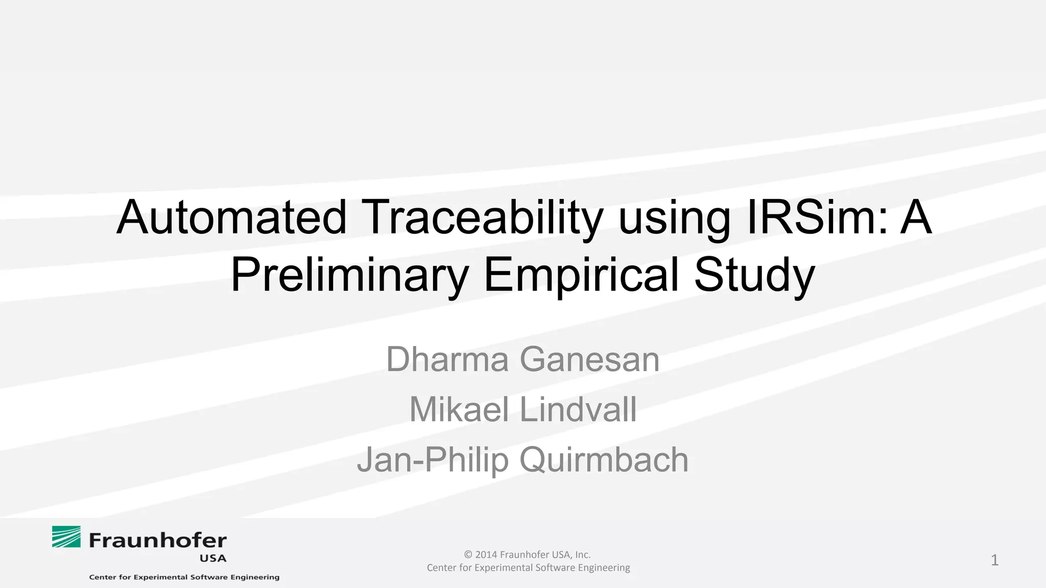 Automated Traceability for Software Engineering Tasks | PPT
