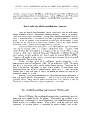 Ivy, adam the challenge of building professional learning communities ...