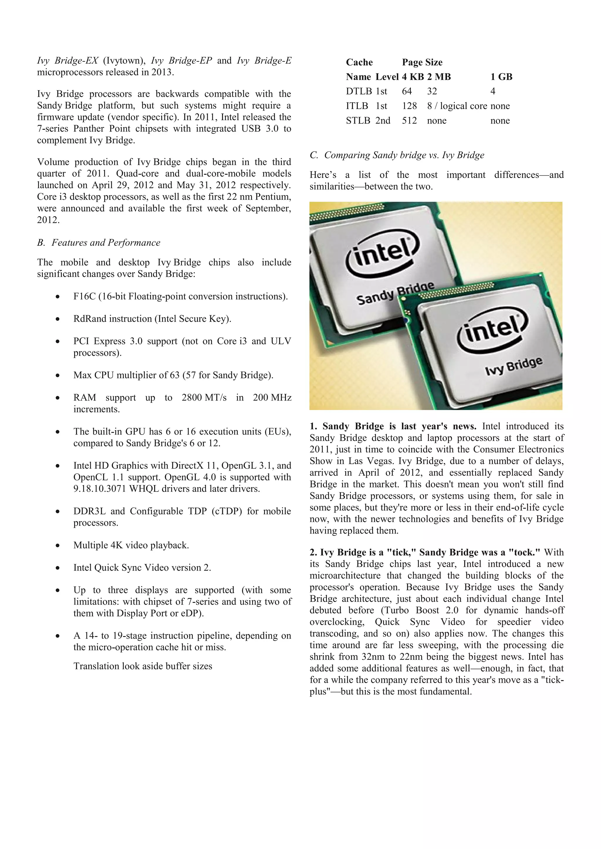 Ivy bridge vs Sandy bridge Micro-architecture. | PDF