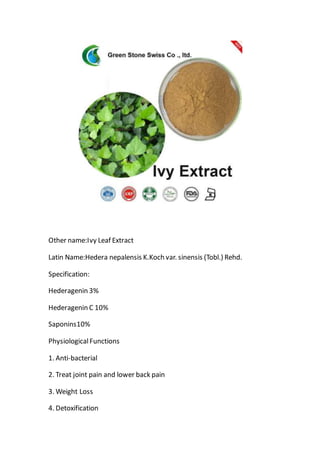Ivy leaf extract,suppliers,sales,ingredients | PDF | Free Download