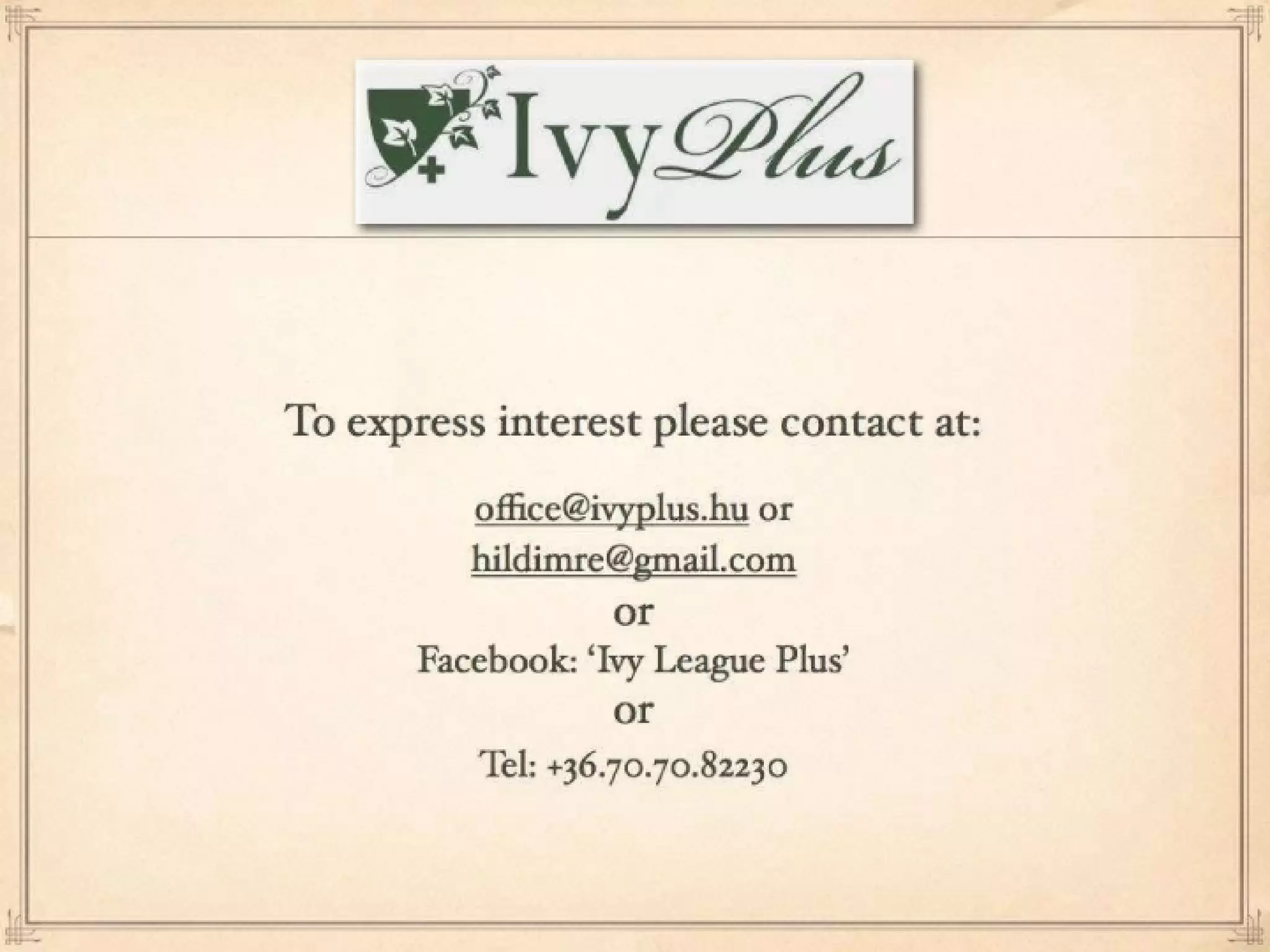 Back to High School - IvyPlus Project | PPT