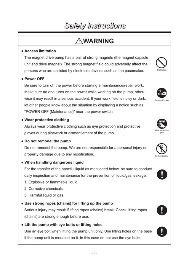 Iwaki Magnetic Drive Pumps Instruction Manual | PDF