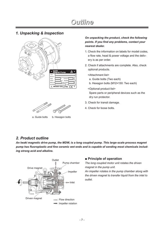 Iwaki Magnetic Drive Pumps Instruction Manual | PDF
